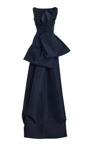 Oscar De La Renta Draped-back Silk-faille Gown