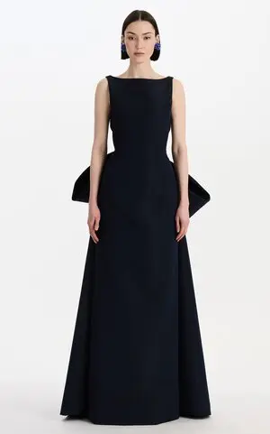 Oscar De La Renta Draped-back Silk-faille Gown