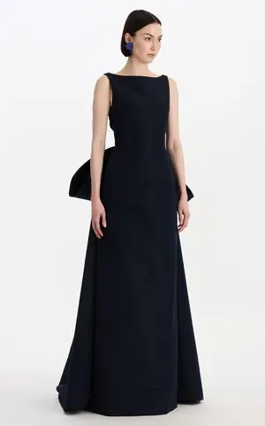 Oscar De La Renta Draped-back Silk-faille Gown