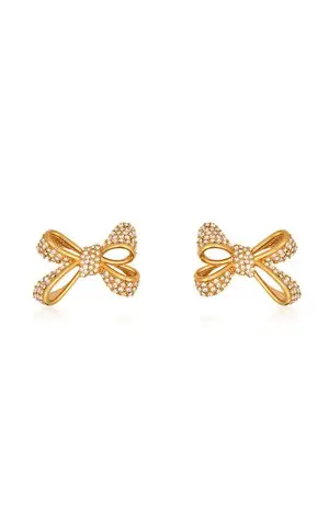 Oscar De La Renta Pave Bow Small Stud - Clear