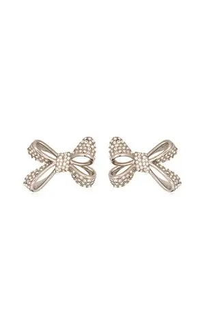 Oscar De La Renta Pave Bow Small Stud - Silver