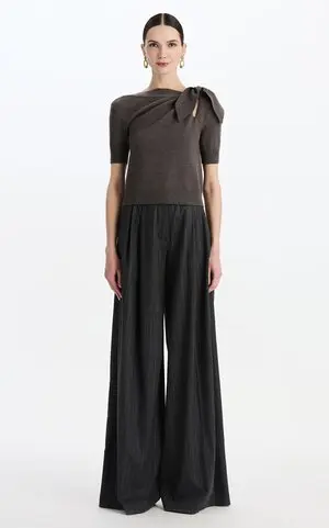 Oscar De La Renta Tie-neck Wool Top