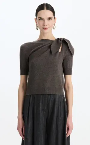 Oscar De La Renta Tie-neck Wool Top
