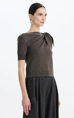Oscar De La Renta Tie-neck Wool Top