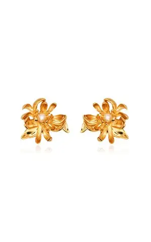 Oscar De La Renta Chrysanthemum Stud Earrings - Gold