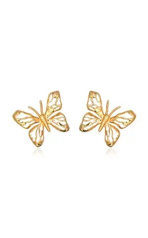 Oscar De La Renta Lace Butterfly Earrings - Gold