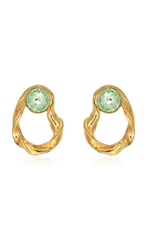 Oscar De La Renta Small Loop Stud Earrings - Green