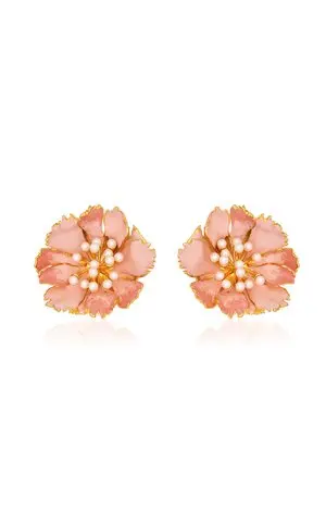 Oscar De La Renta Carnation Enamel Stud Earrings - Pink