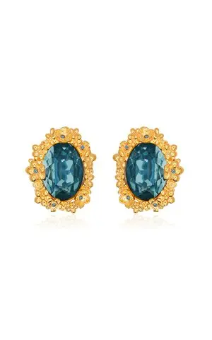 Oscar De La Renta Oval Medallion Stud Earrings - Blue