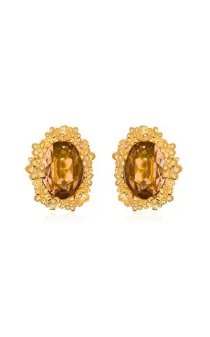 Oscar De La Renta Oval Medallion Stud Earrings - Green