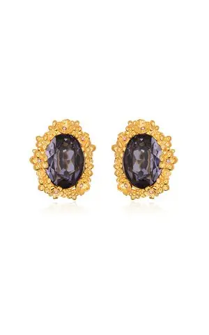 Oscar De La Renta Oval Medallion Stud Earrings - Purple