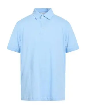 MANUEL RITZ Polo Shirt Size Cotton, Linen - Blue