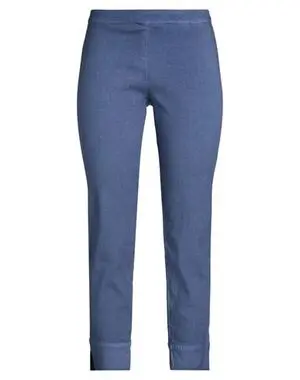 120% Lino Tapered Cropped Pants - Blue