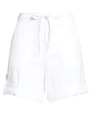 120% Lino Linen Solid Shorts - White