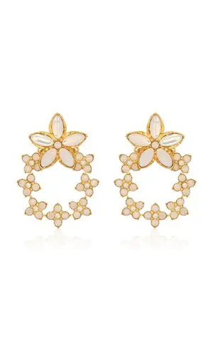 Oscar De La Renta Floral Cabochon Drop Earrings - White