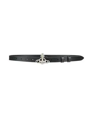 VIVIENNE WESTWOOD Small Line Orb Buckle Leather Belt - Black