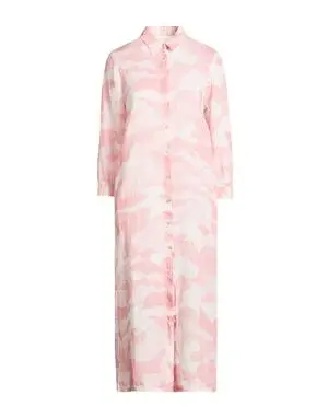 120% Lino Linen Midi Shirt Dress - Pink