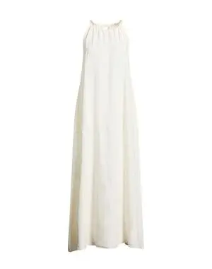 120% Lino Maxi Dress Cream Size Linen - White