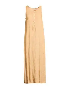 120% Lino Maxi Dress Camel Size Linen - Beige