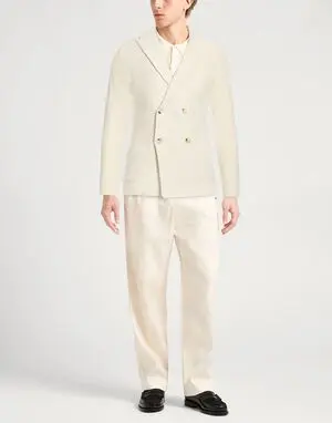 MANUEL RITZ Pointelle-knit Double-breasted Blazer - Beige