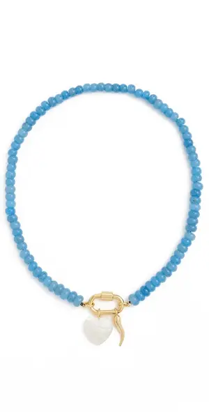 Madewell Beaded Italian Horn Carabiner Necklace - Soft Blue
