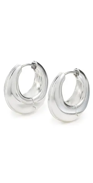 Tory Burch Small Pierced Hoop Earrings - Light Silver