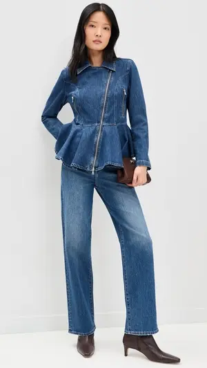 L'Agence Moxie Peplum Biker Jacket