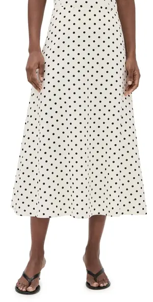 WAYF Blaire Midi Skirt - Ivory Polka Dot