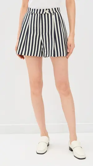 Astr The Label Preston Striped Herringbone Shorts