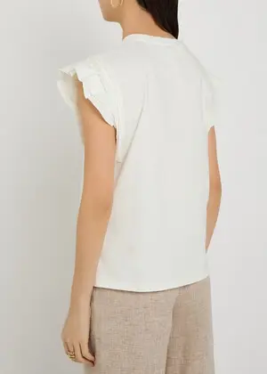 Emporio Armani Cotton T-shirt With Ruffled Sleeves