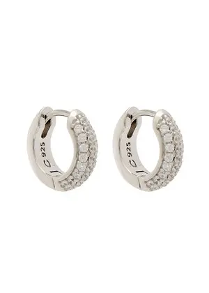 CERNUCCI Iced Pave Micro Sterling Hoop Earrings - Silver