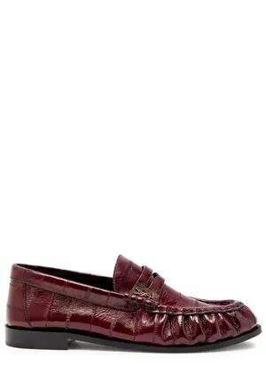 Saint Laurent Le Loafer 15 Glossed Leather Loafers - Burgundy