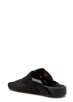 Balmain Oversized Buckle Suede Mules