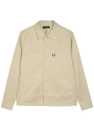 Fred Perry Logo-embroidered Cotton Overshirt - Ecru