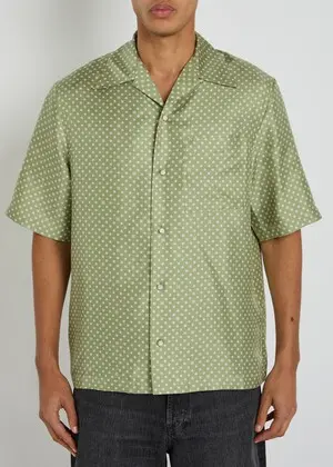 Amiri Polka Dot Pearl Button Silk Shirt - Green