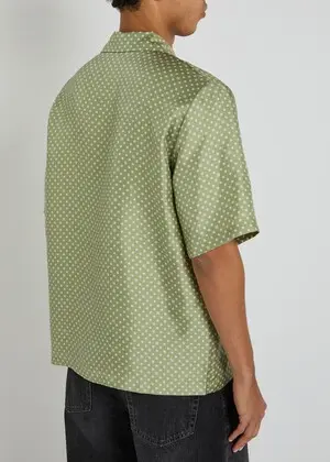Amiri Polka Dot Pearl Button Silk Shirt - Green