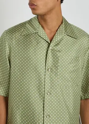 Amiri Polka Dot Pearl Button Silk Shirt - Green