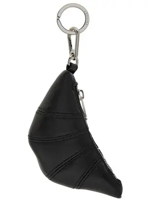 LEMAIRE Croissant Mini Leather Bag Charm - Black