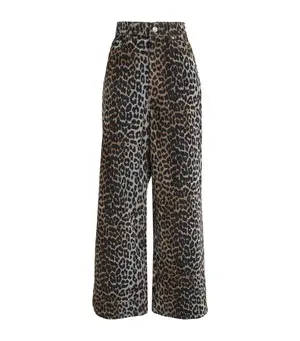 GANNI Leopard Wide-leg Jeans
