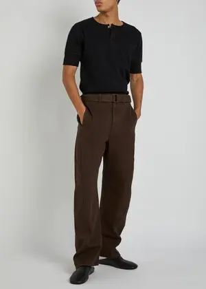 LEMAIRE Belted Denim Trousers - Brown