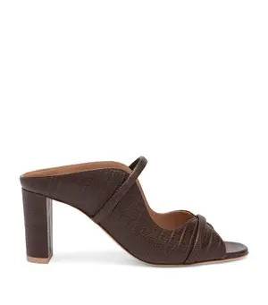 MALONE SOULIERS Leather Crocodile-effect Norah Mules - Brown