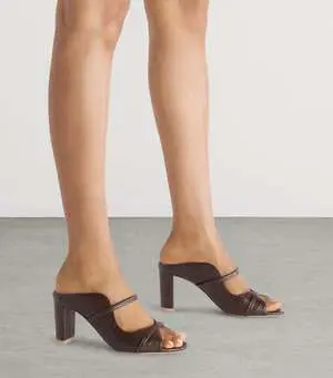 MALONE SOULIERS Leather Crocodile-effect Norah Mules - Brown