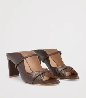 MALONE SOULIERS Leather Crocodile-effect Norah Mules - Brown
