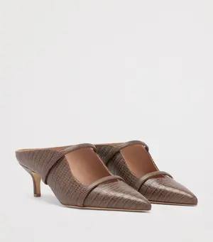 MALONE SOULIERS Croc-embossed Leather Maureen Mules - Nude