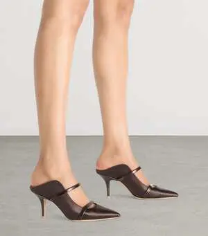 MALONE SOULIERS Maureen 70 Satin Mules - Brown