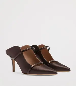 MALONE SOULIERS Maureen 70 Satin Mules - Brown