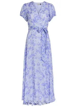 Rixo Corrine Floral-print Chiffon Maxi Dress - Light Blue
