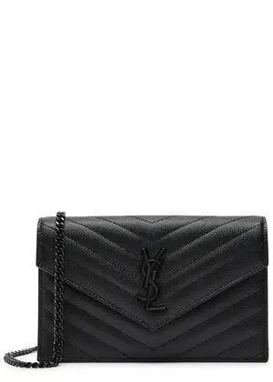 Saint Laurent Quilted Pebbled Leather Wallet-on-chain - Black