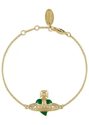 VIVIENNE WESTWOOD Diamante Heart Gold-plated Bracelet - Green