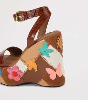 Kurt Geiger Leather Patchwork Platform Sandals 130